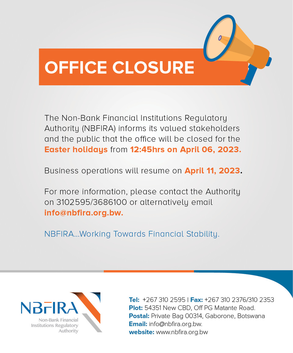 Office closure notice | NBFIRA Office closure notice | NBFIRA